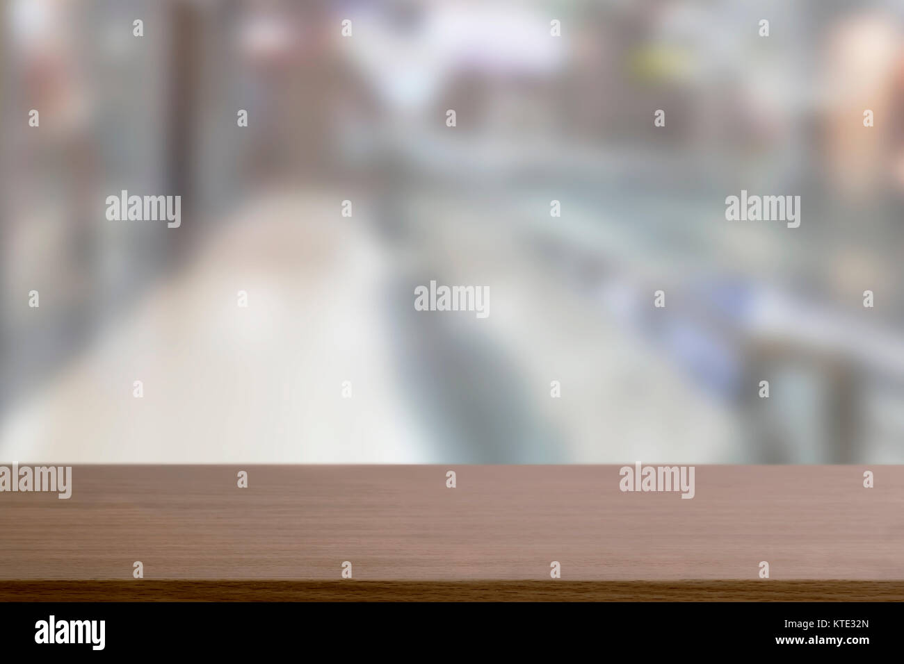 Background image: wooden countertop on blurred background the interior ...