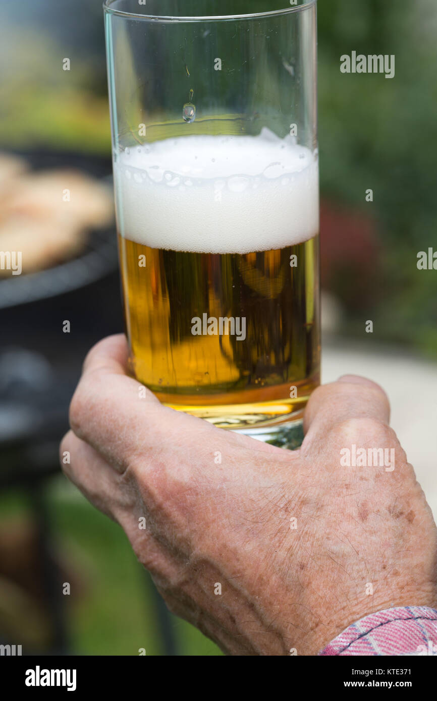 Grill and glass of beer Stock Photo - Alamy