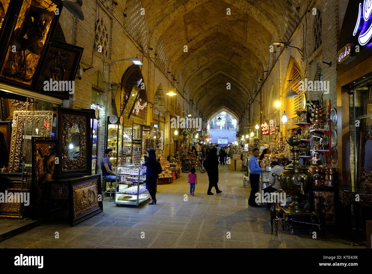 Indoor corridors of the Isfahan Grand Bazaar in the city centre of ...