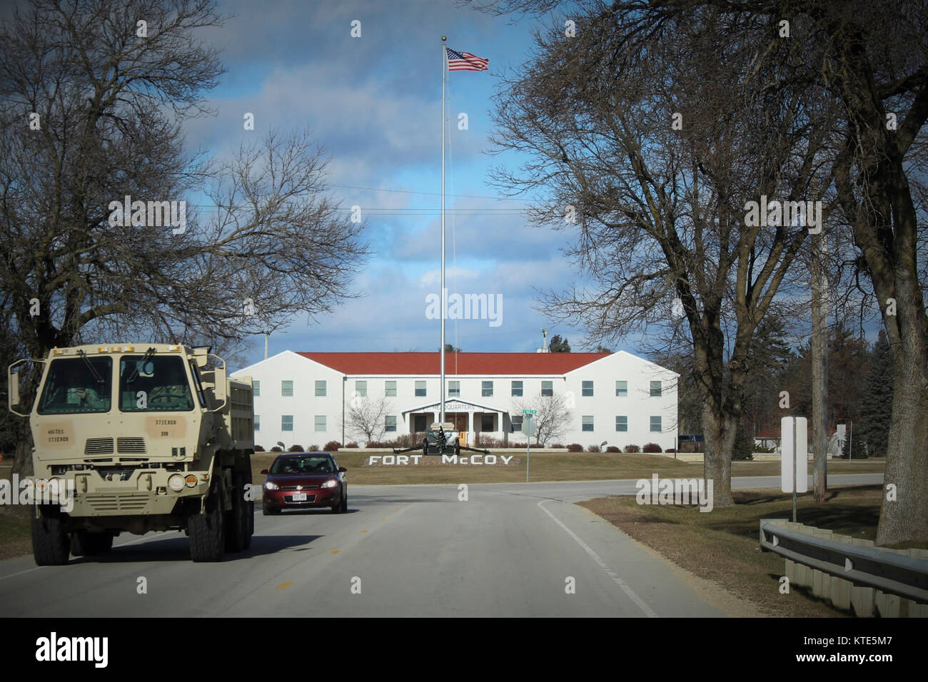 Soldiers at Fort McCoy, Wis., for training drive a military vehicle on ...