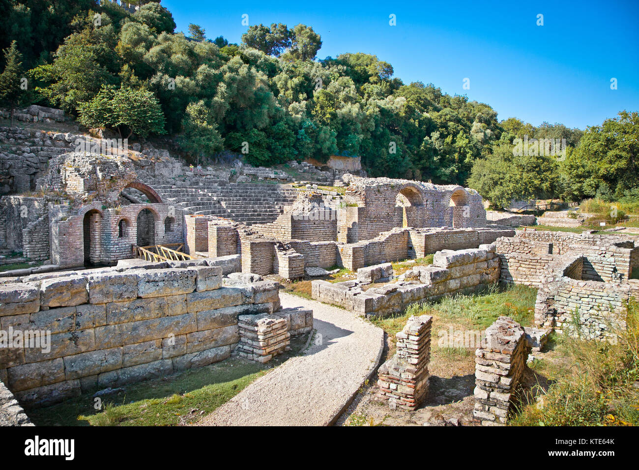 Remains of the ancient Baptistery dated from the 6th century at Butrint ...