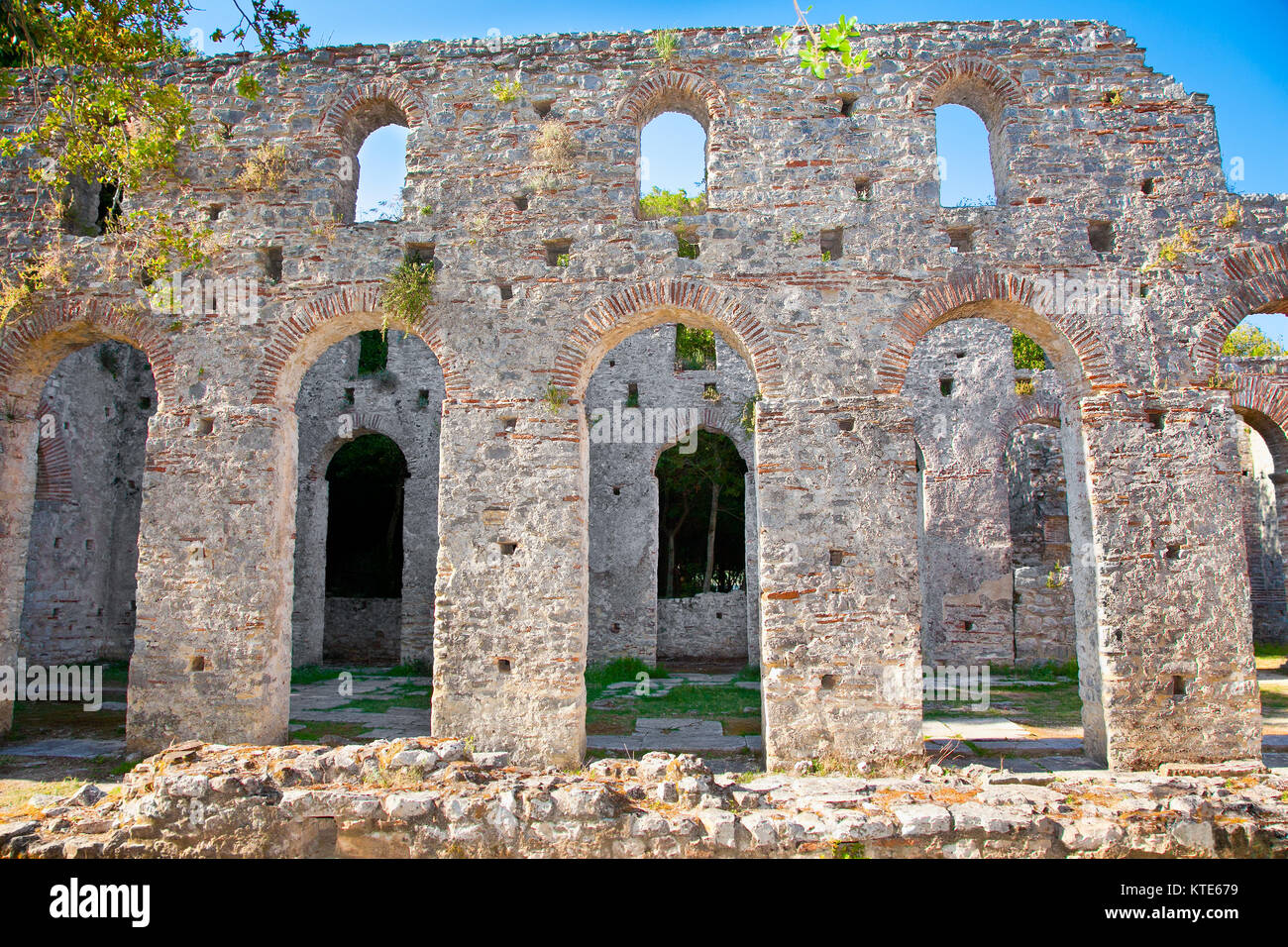 Remains of the ancient Baptistery dated from the 6th century at Butrint ...