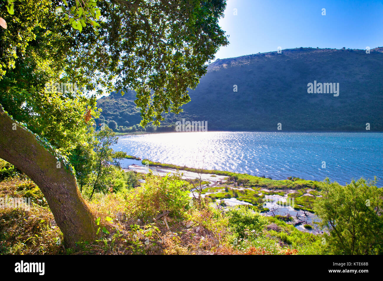 Panoramic view on Butrint lake in National Park of Butrin, Albania ...
