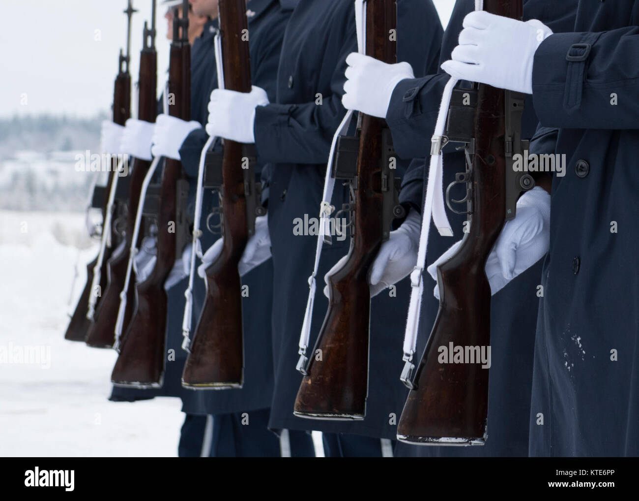 Several members of the Fairchild Air Force Base Honor Guard hold their ...