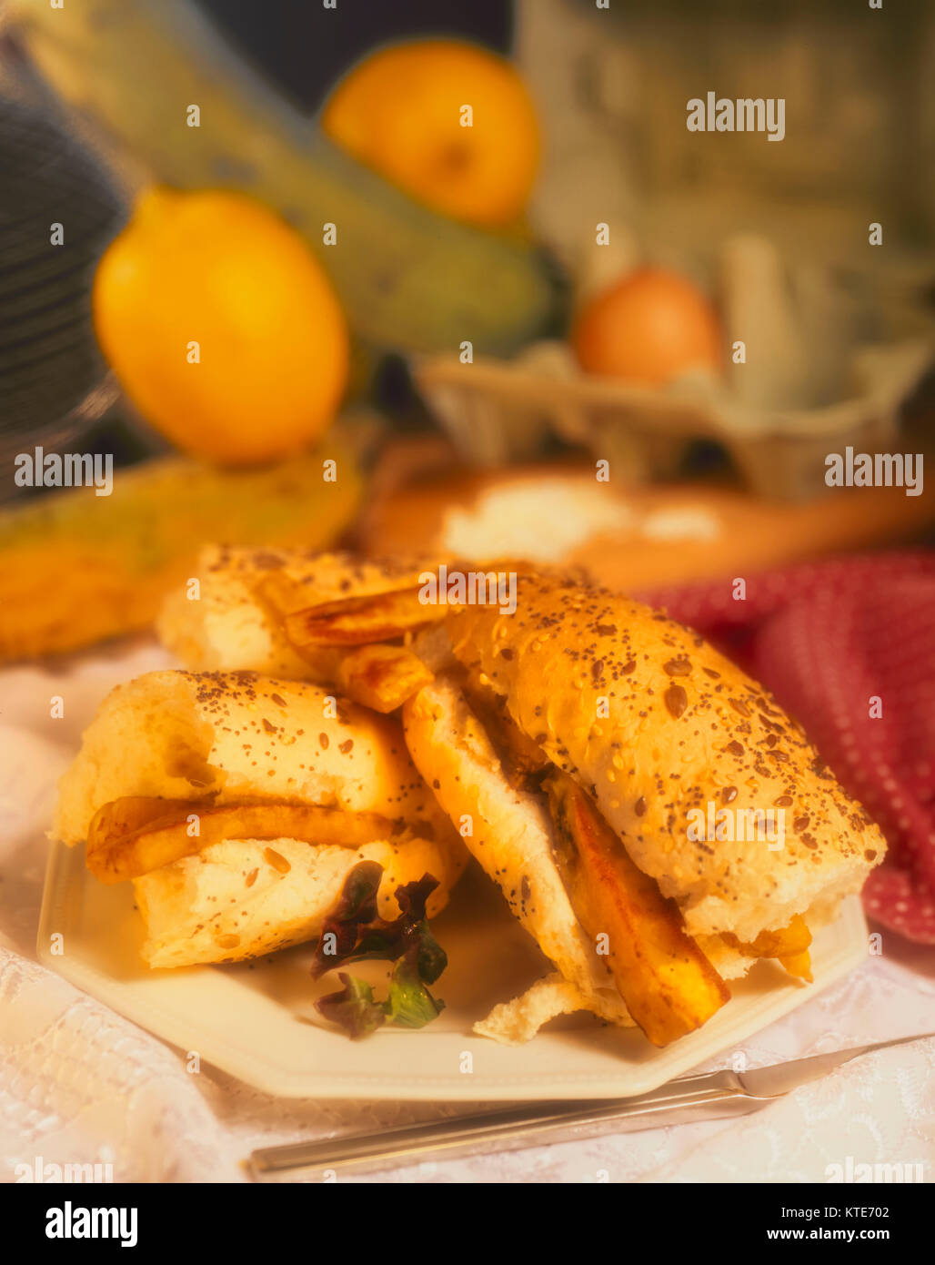 Caribbean plantain sandwich snack Stock Photo - Alamy