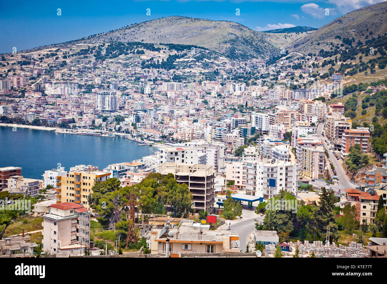 Panoramic view on Saranda city at suny day, Albania Stock Photo - Alamy