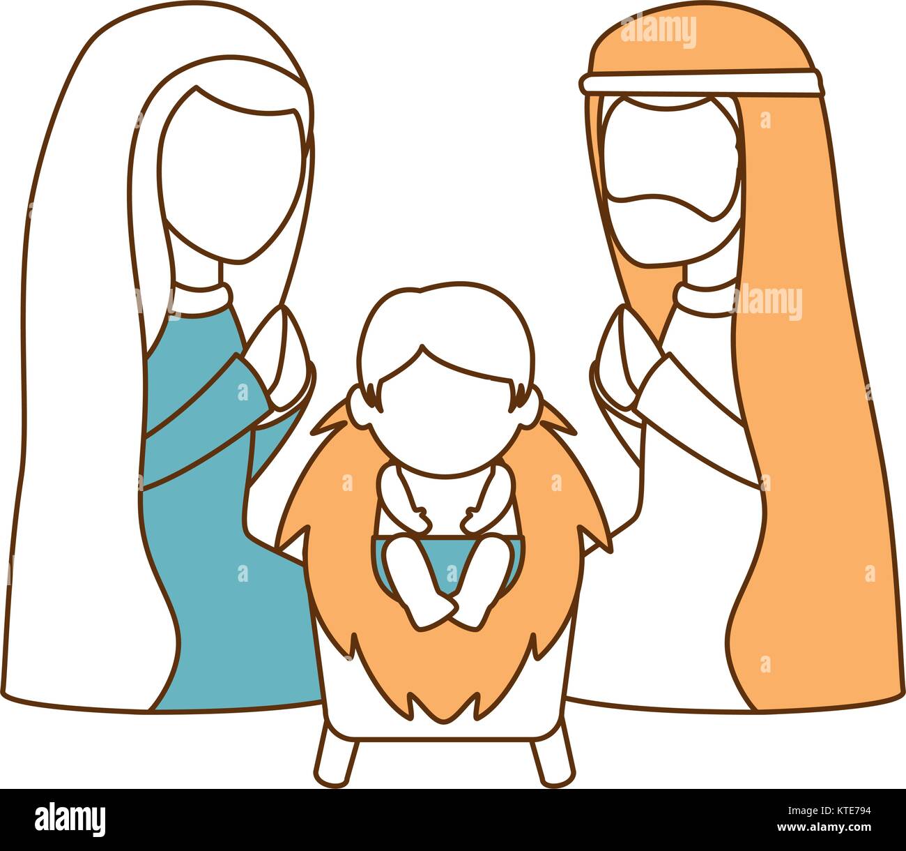 holy family christmas characters vector illustration design Stock ...