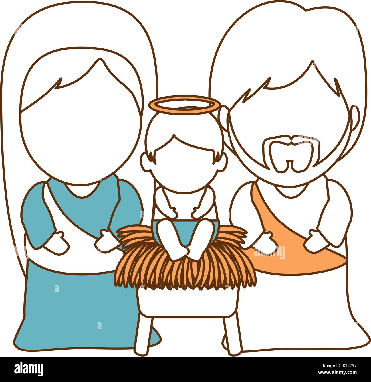 holy family christmas characters vector illustration design Stock ...