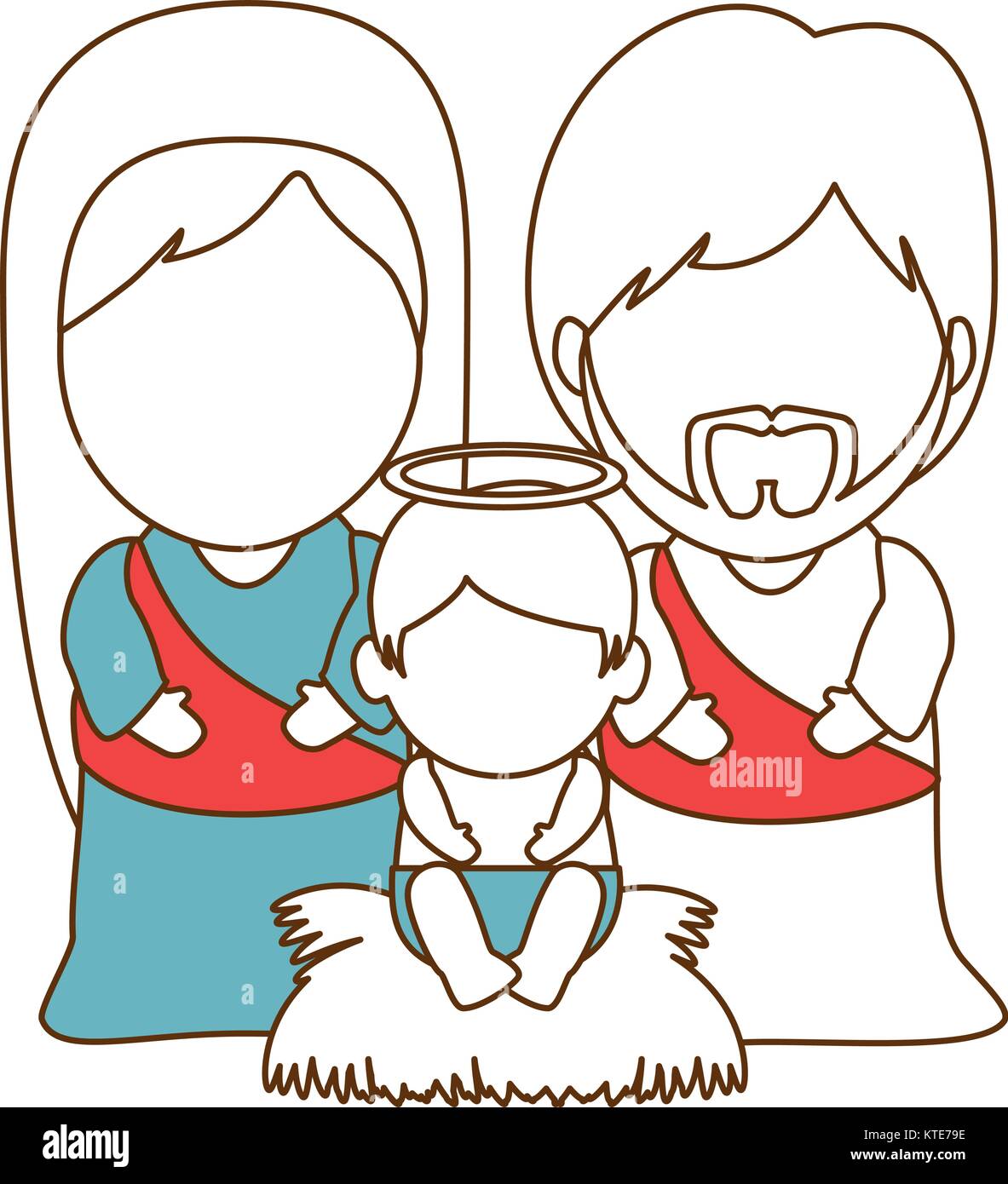 holy family christmas characters vector illustration design Stock ...