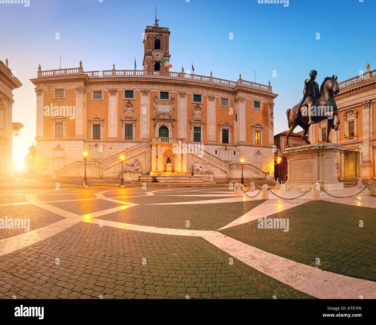 Panoramic image of Piazza del Campidoglio on Capitoline Hill with ...