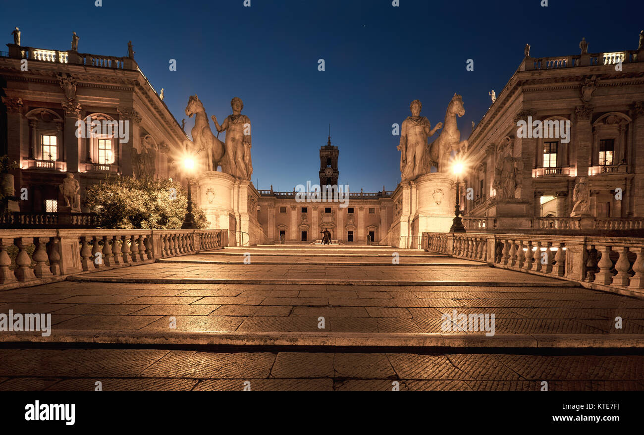 Cordonata Capitolina staircase with statues of Castor and Pollux in ...