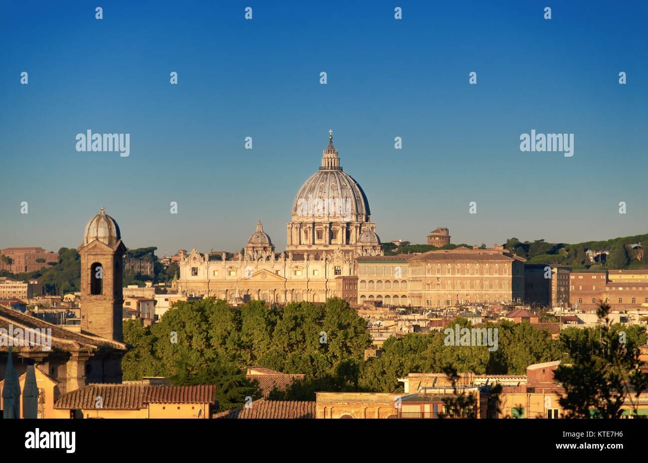 Bird view of St. Peter's Basilica early in the morning. This shot was ...