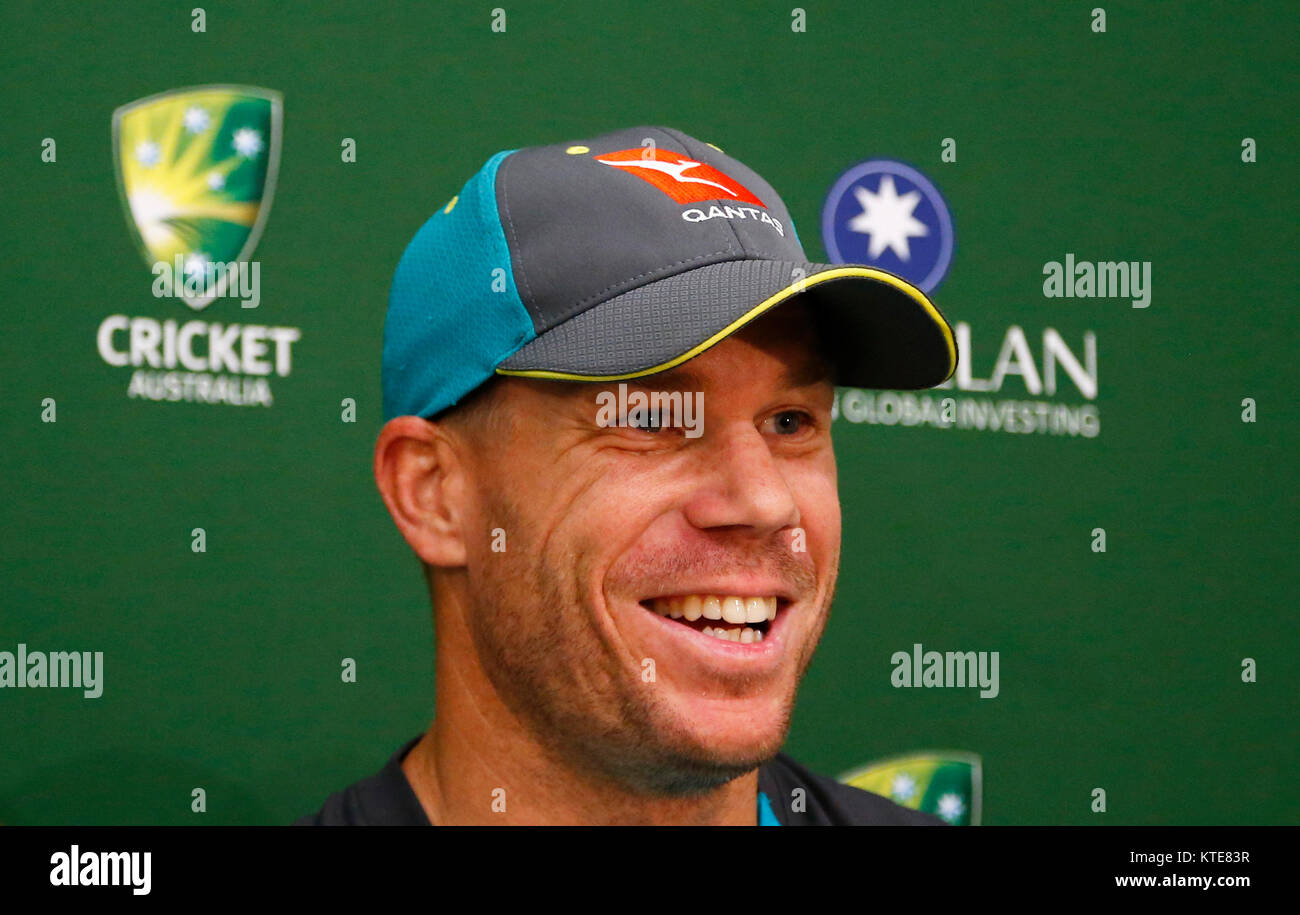 Australia's David Warner during a press conference at the Melbourne ...