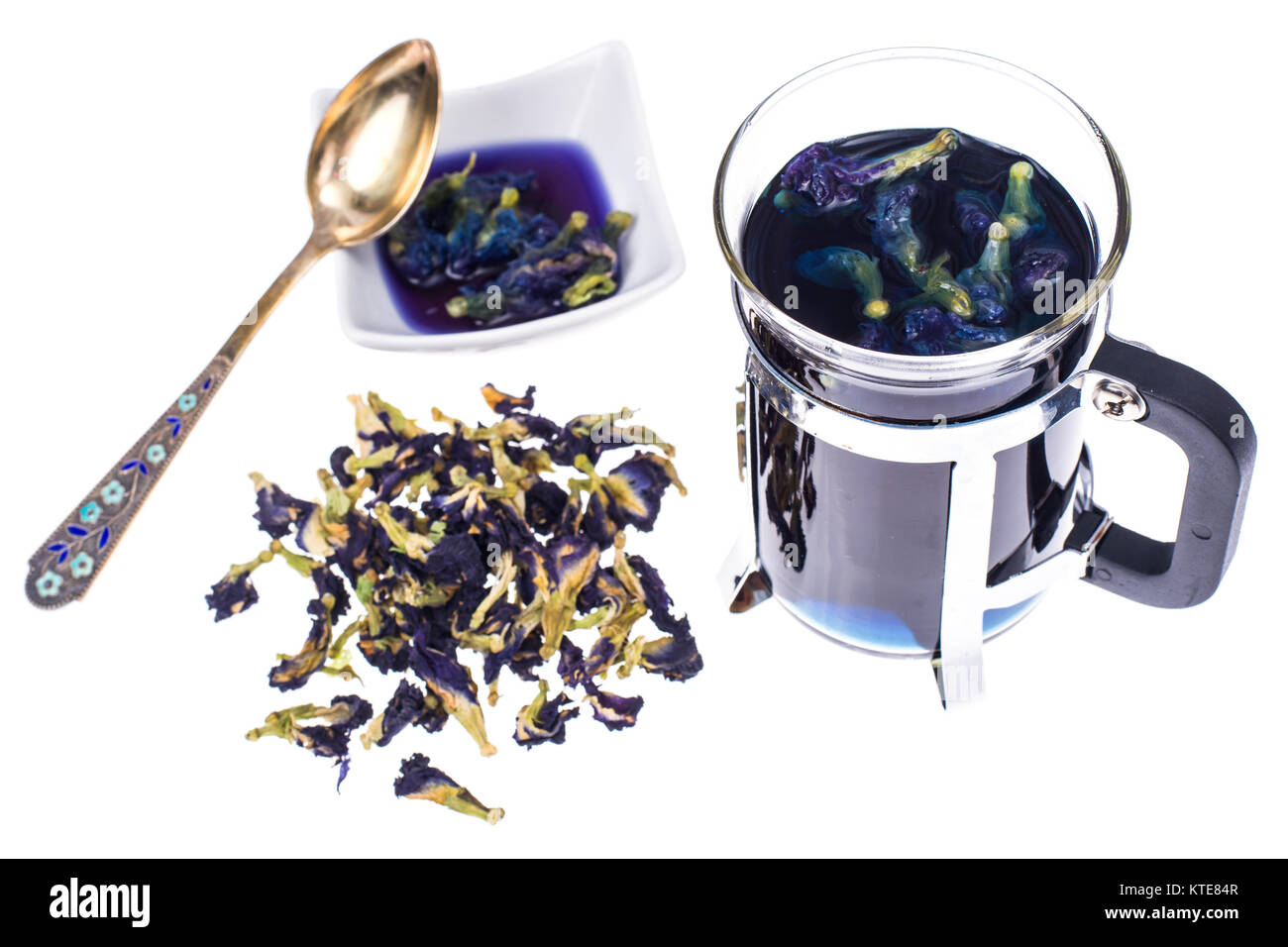 Organic blue flower tea. Studio Photo Stock Photo - Alamy