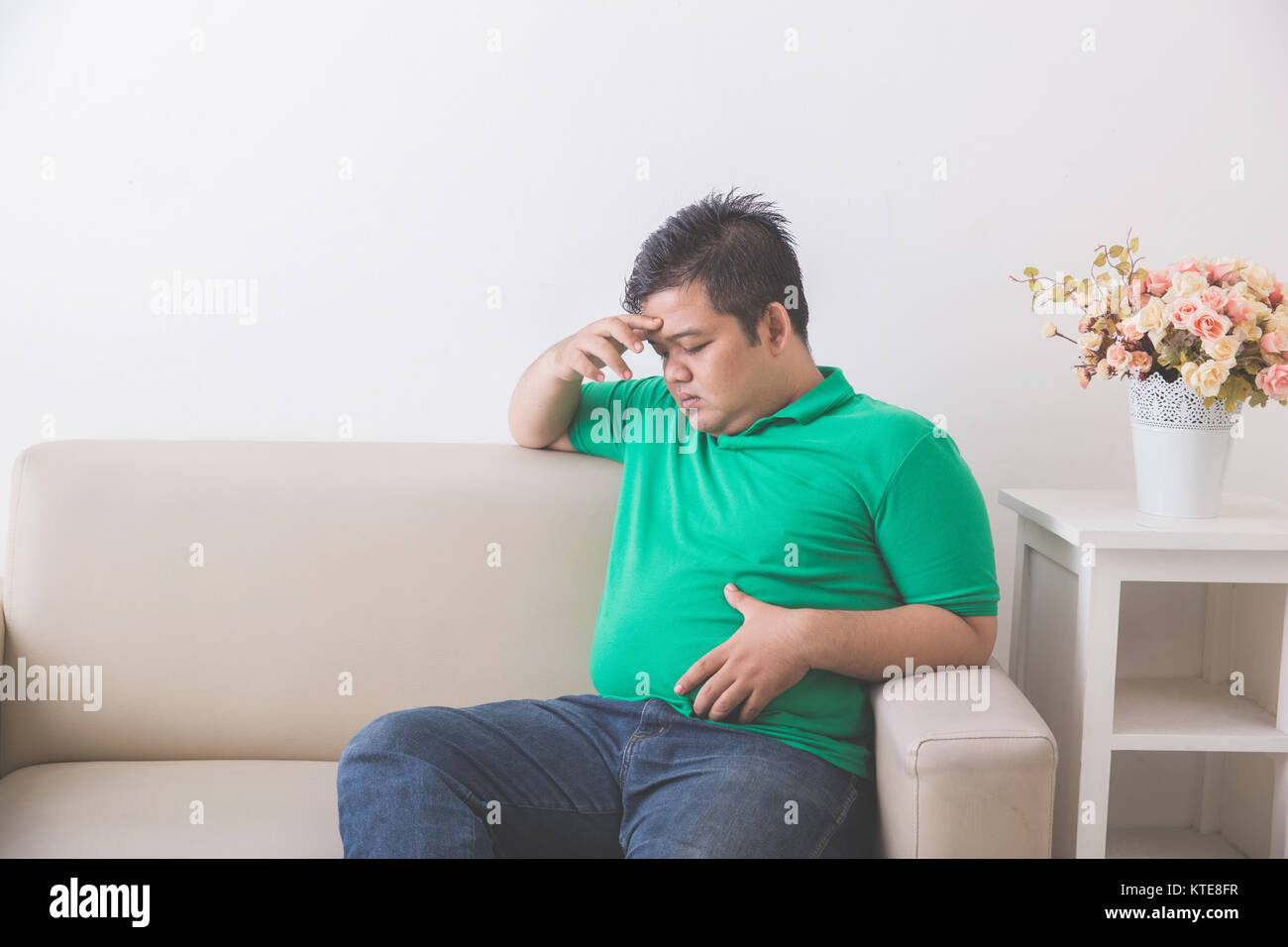 obese man thinking about his weight problem Stock Photo - Alamy