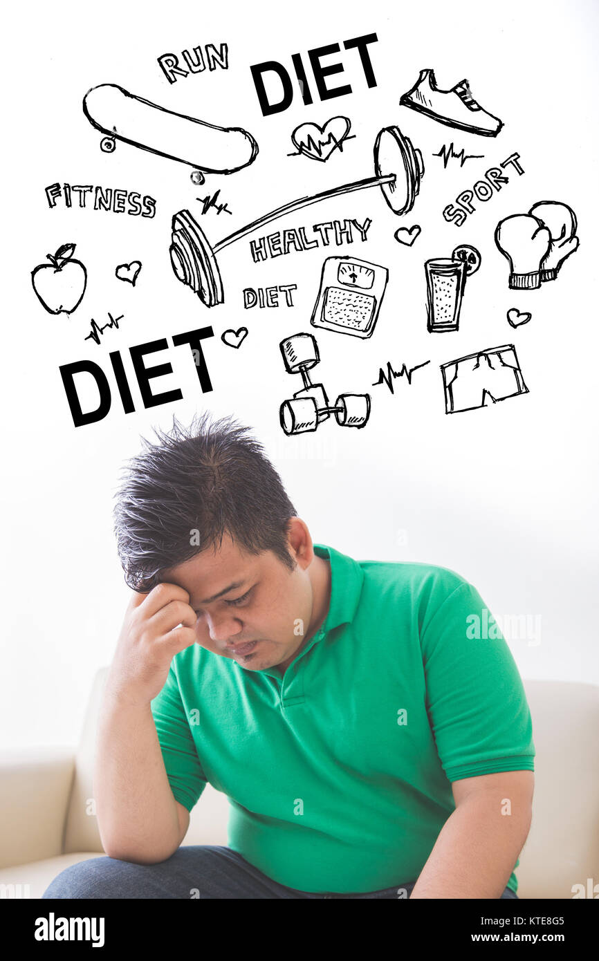 obese man thinking about his weight problem Stock Photo - Alamy