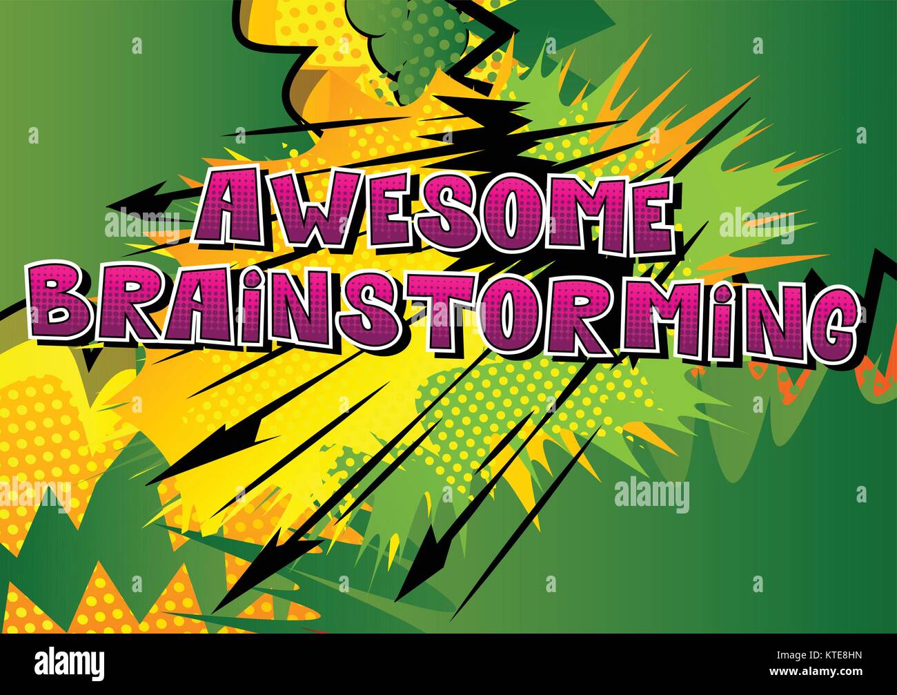 Awesome Brainstorming - Comic book style word on abstract background ...