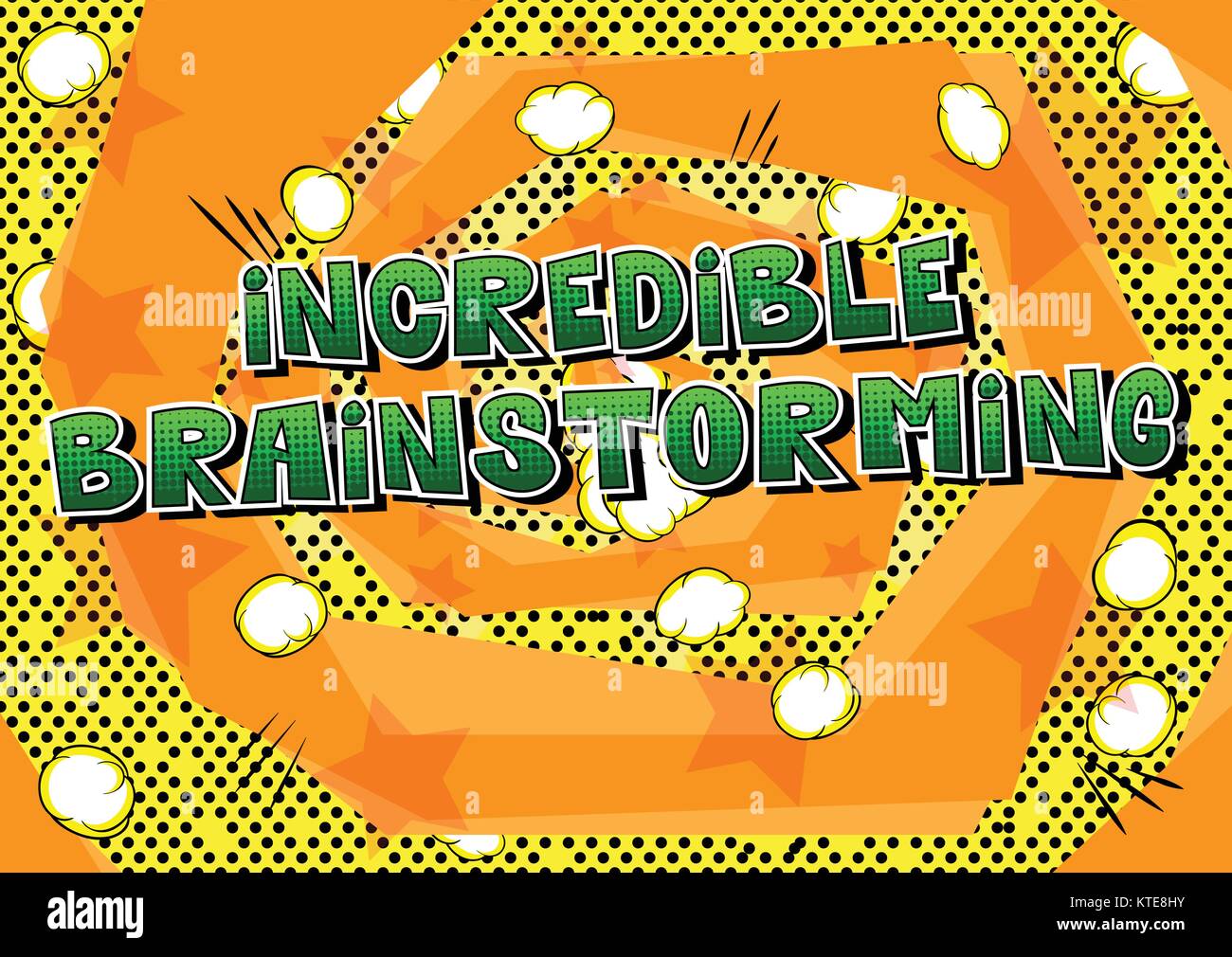 Incredible Brainstorming - Comic book style word on abstract background ...
