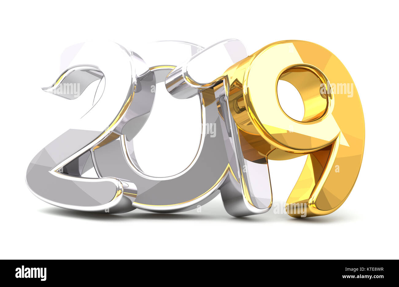 2019 golden silver 3d rendering isolated Stock Photo - Alamy