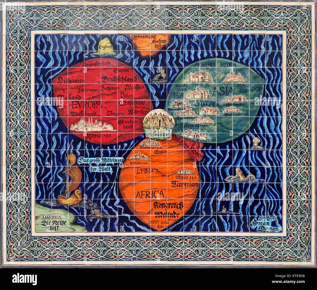 A mosaic model by Armenian ceramicist Arman Darian depicting the ...