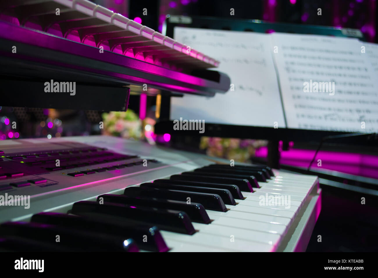 piano keyboard, piano side view of instrument musical tool Stock Photo ...