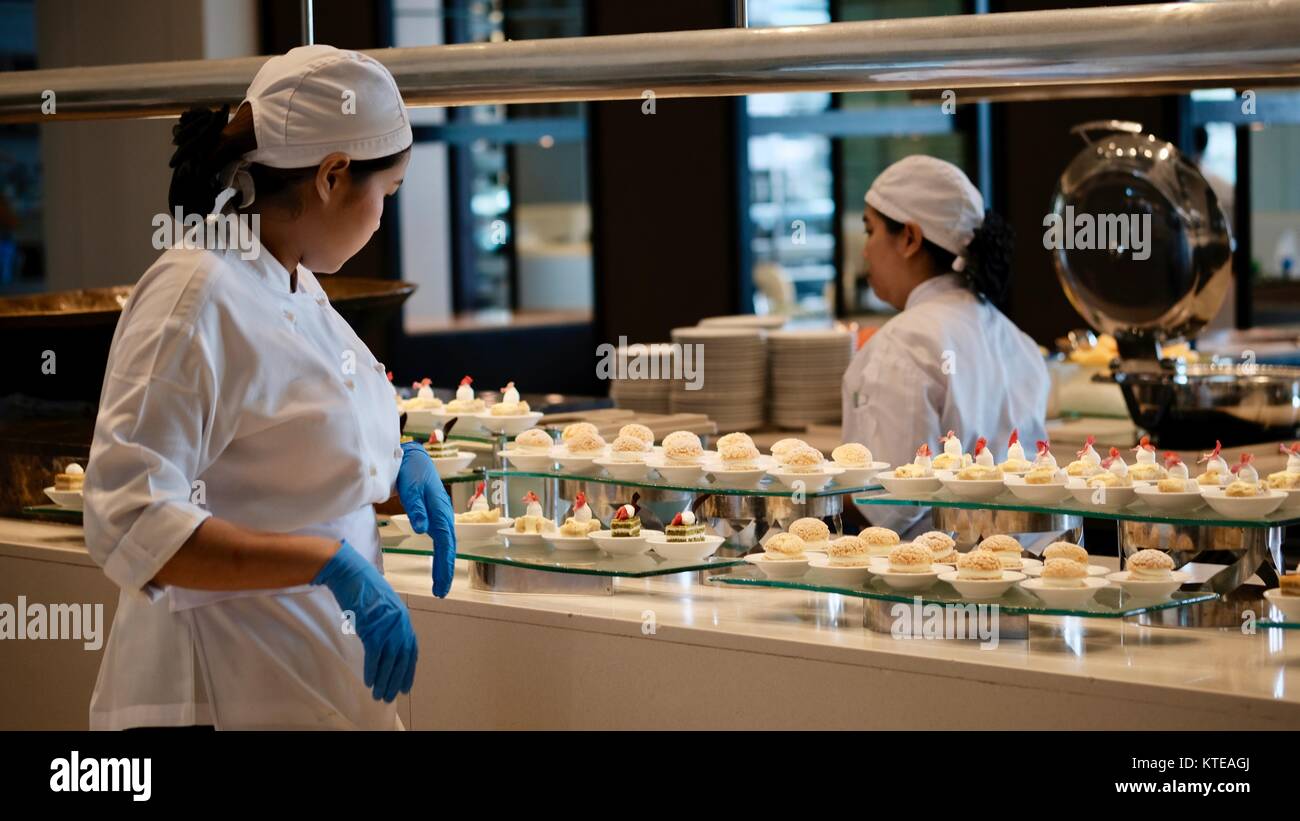 Prep Cooks and Line Cooks dining hall at five star hotel buffet Bangkok ...
