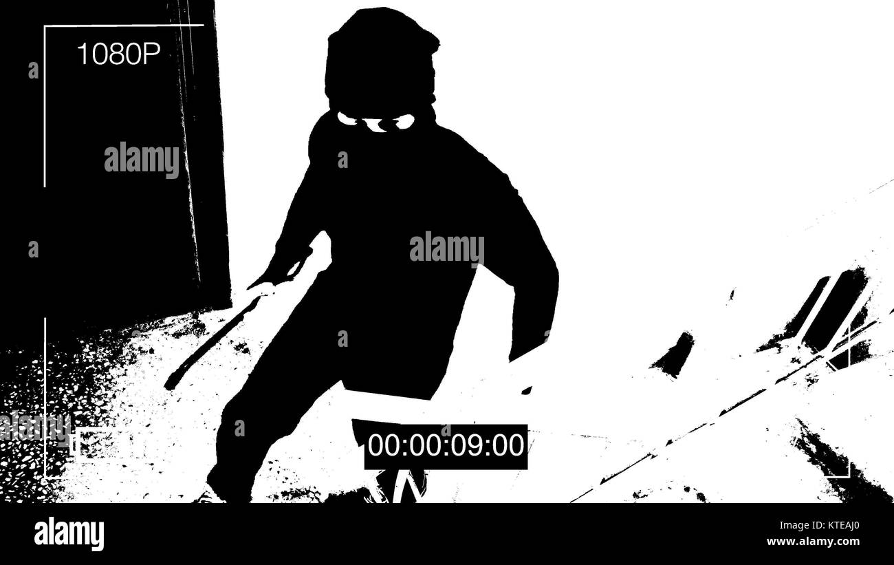 surveillance camera caught the robber in a mask with a crowbar ...