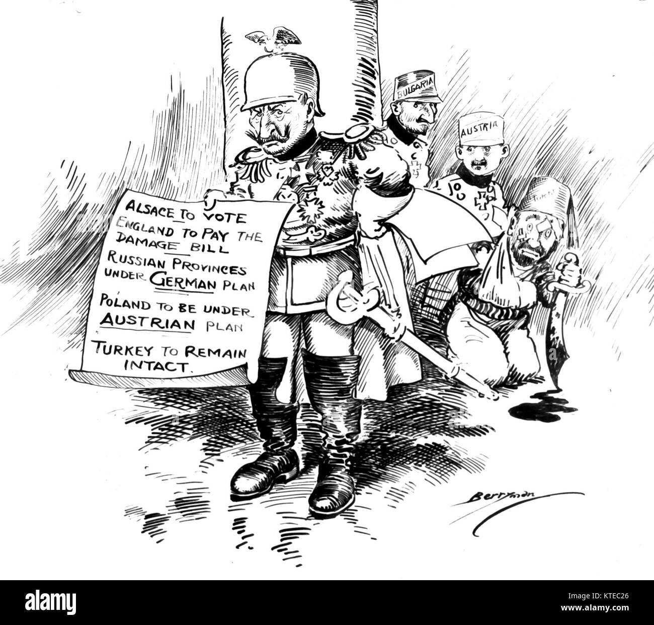 Political Cartoon by Berryman An unhappy looking German Kaiser holds ...