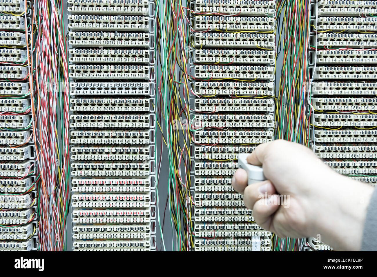 operator installing telephone switchboard Stock Photo - Alamy