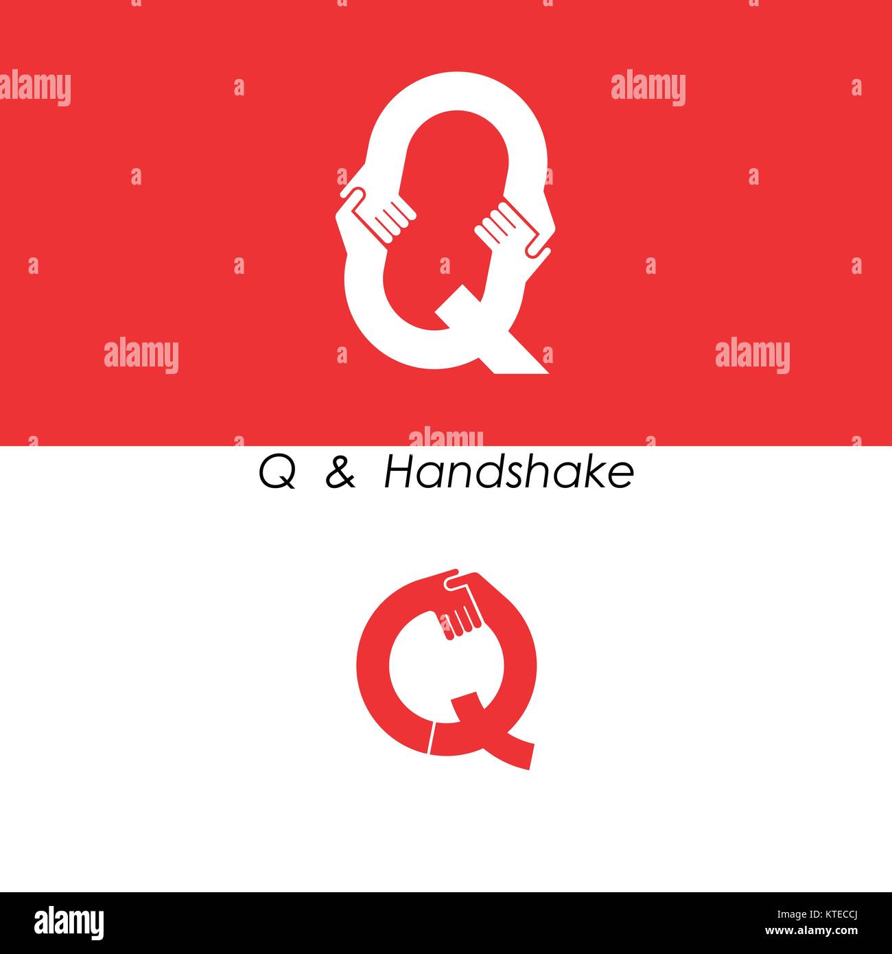 Q - Letter abstract icon & hands logo design vector template.Teamwork ...