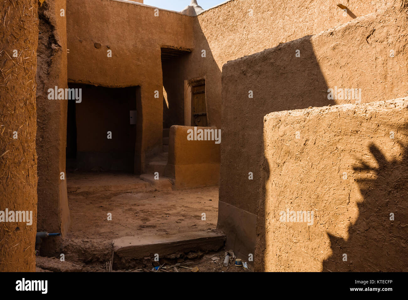 The interior of the abandoned traditional Arab mud brick house, Al ...