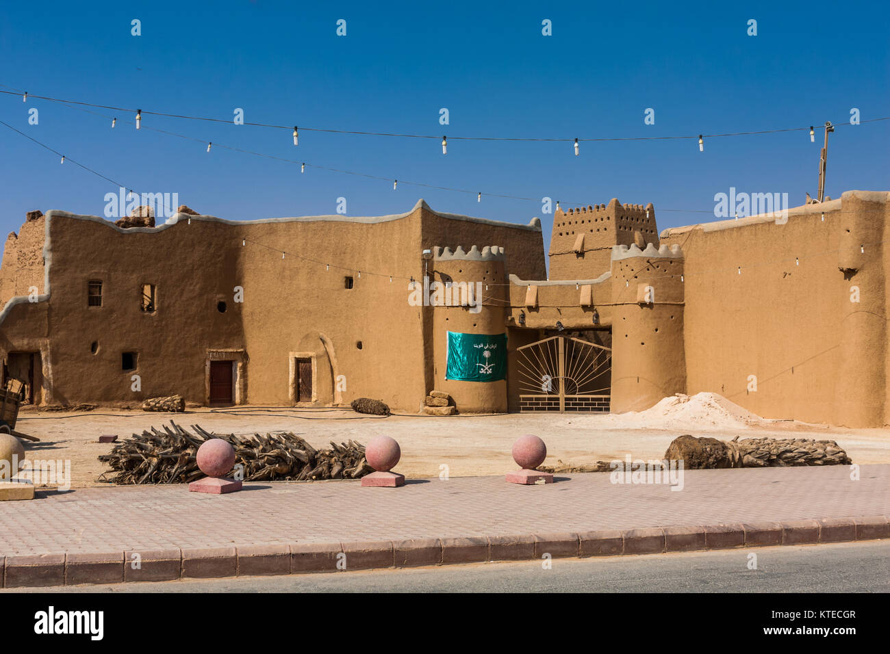 Restored traditional Arab mud brick architecture in Al Majmaah, Saudi ...