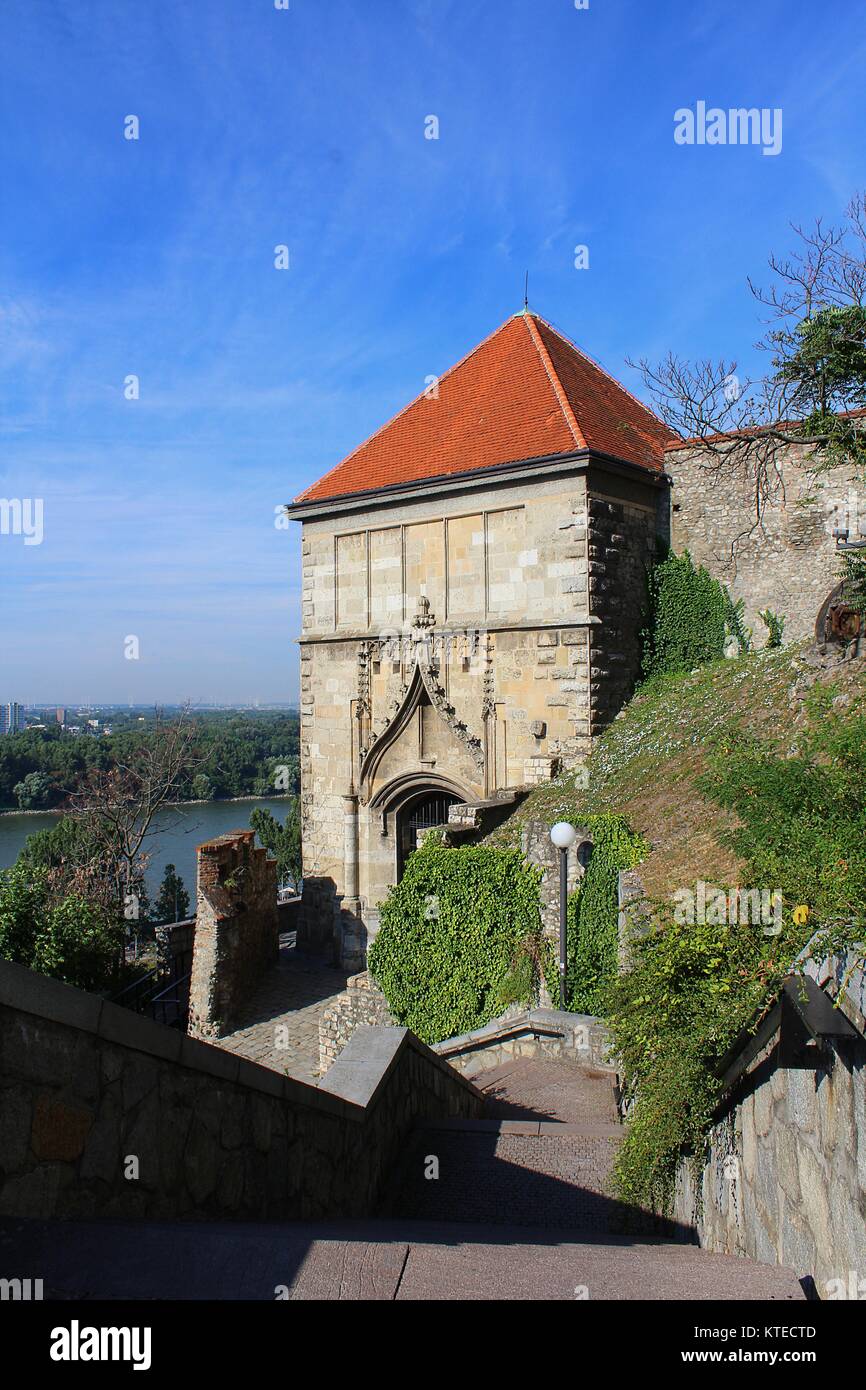 Entrance gate in tower of Bratislava castle, Slovakia, central Europe ...
