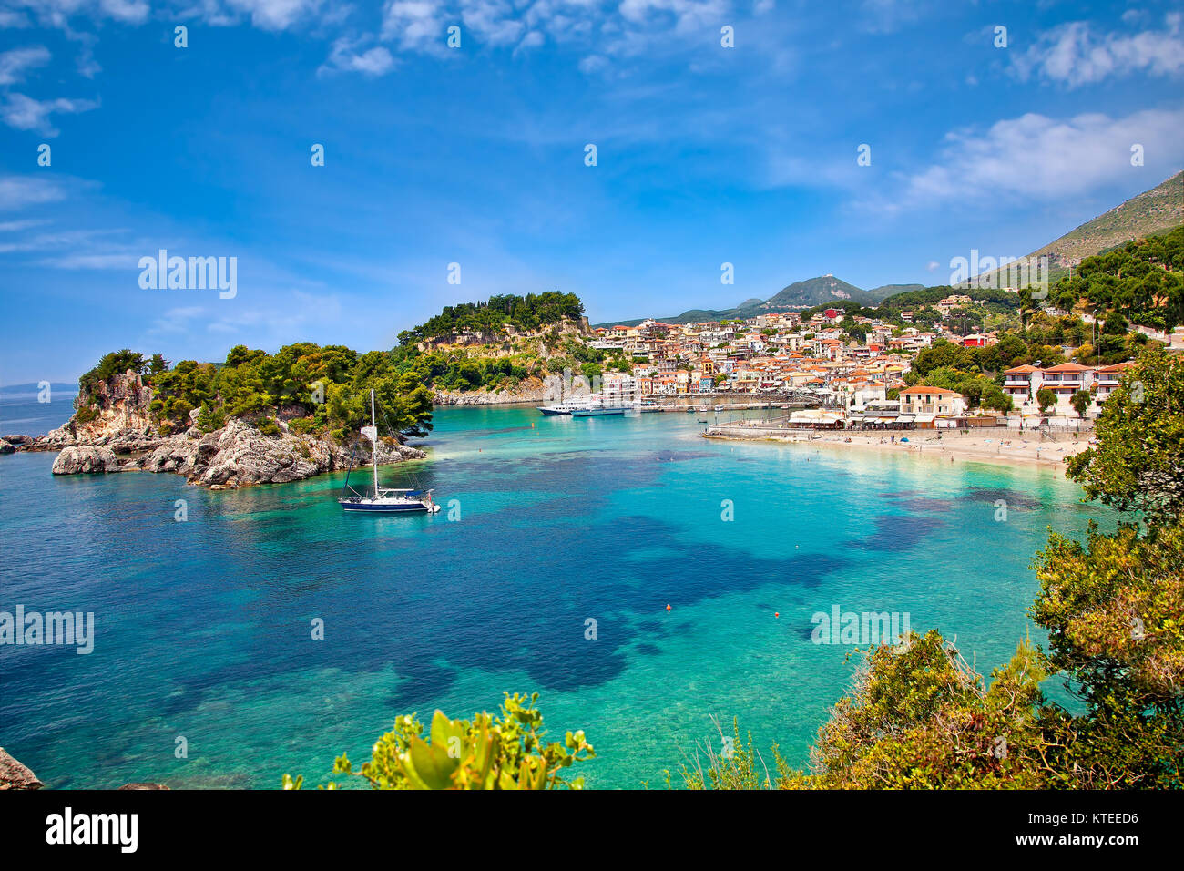 Beautiful panoramic view of Parga city, Greece Stock Photo - Alamy