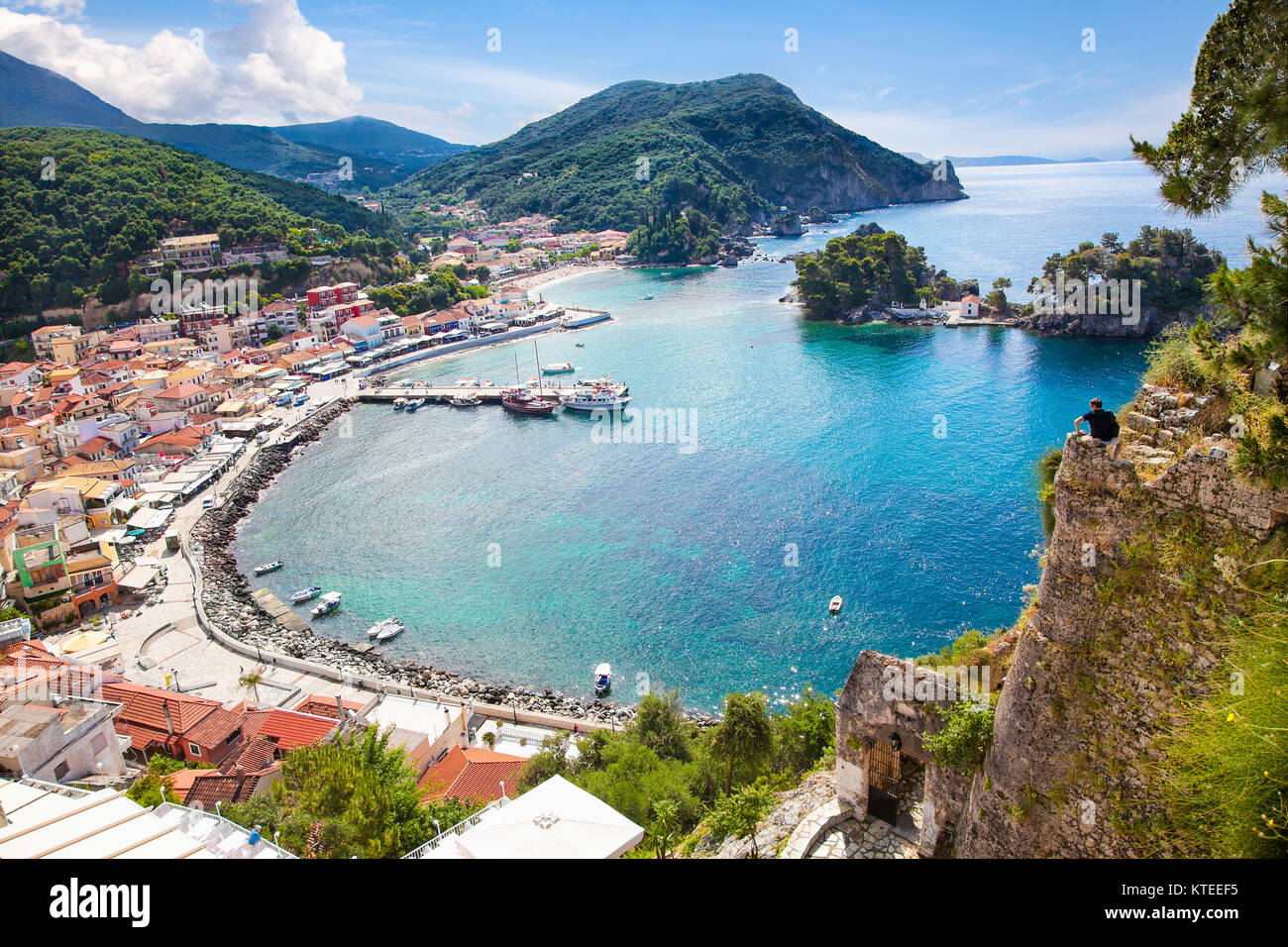 Beautiful panoramic view of Parga port, Greece Stock Photo - Alamy