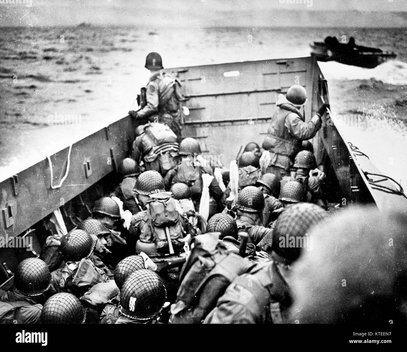 Normandy Invasion, June 1944 - Troops crouch inside a LCVP landing ...