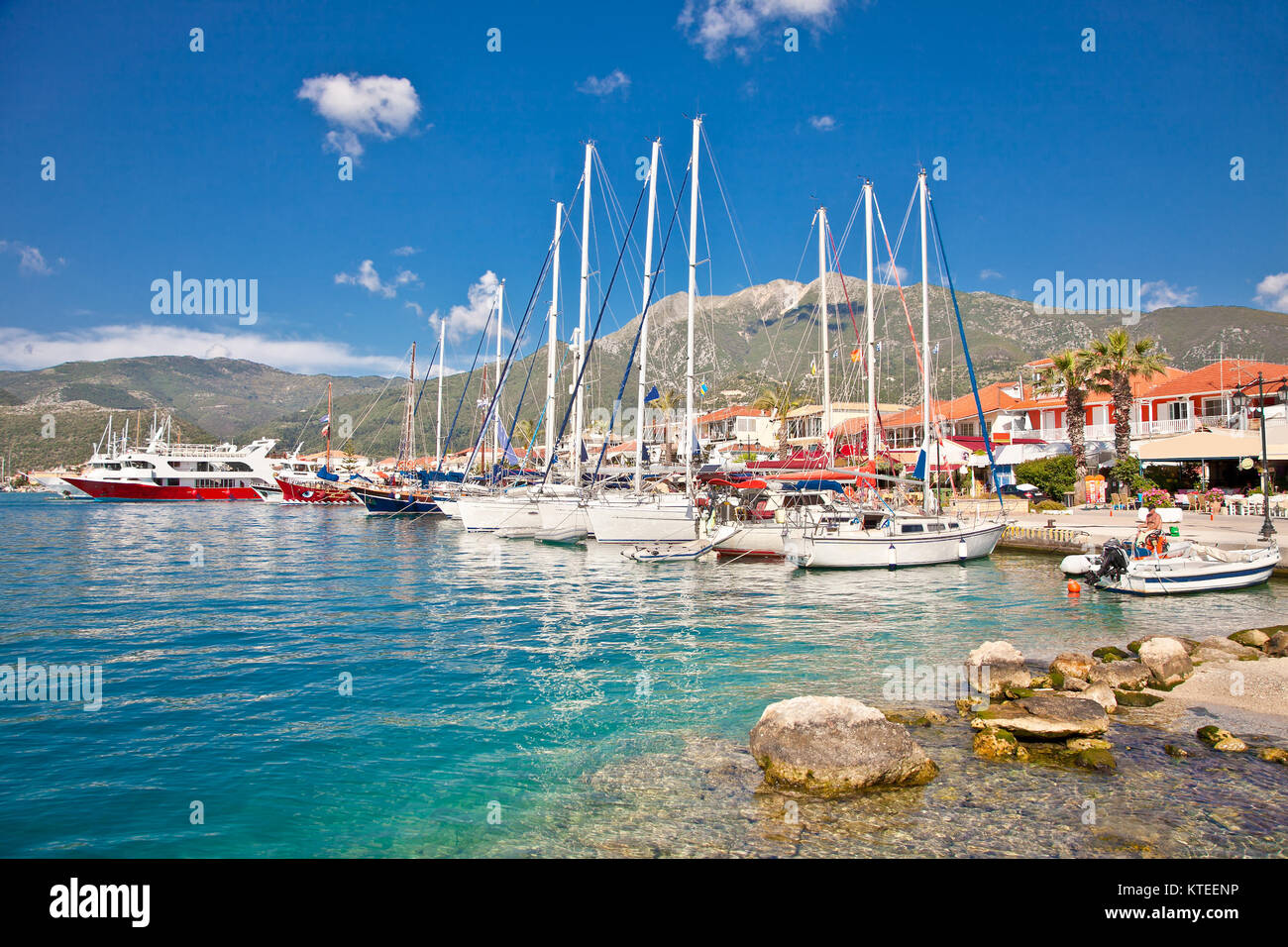 Nydri harbour at Lefkada island in Greece Stock Photo - Alamy