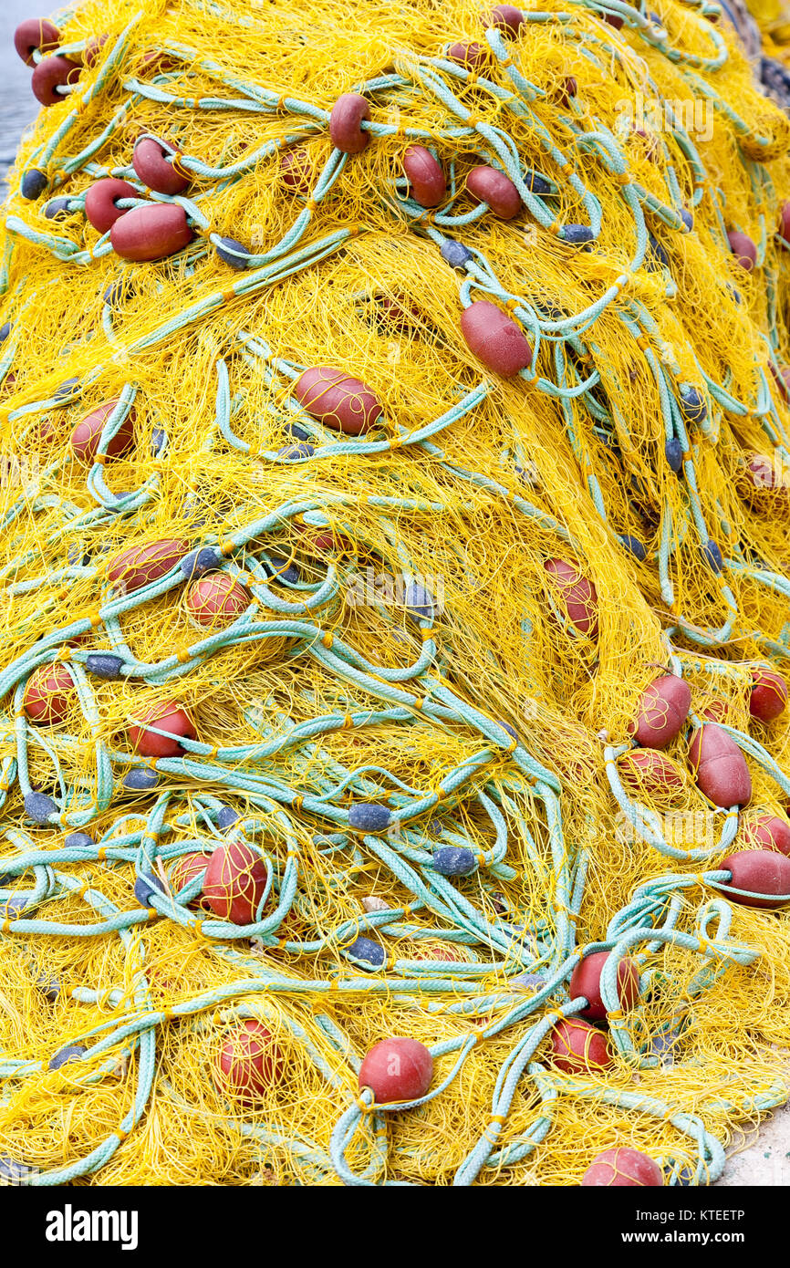 Empty fishing net. Greece. Ideal base for seafood Stock Photo - Alamy