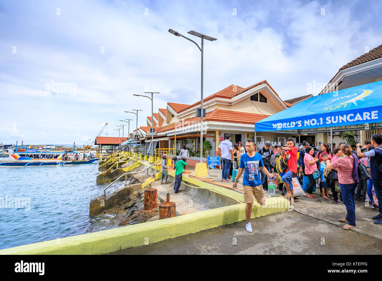 Unknown Tourists at Caticlan jetty port terminal on Nov 17, 2017 near ...