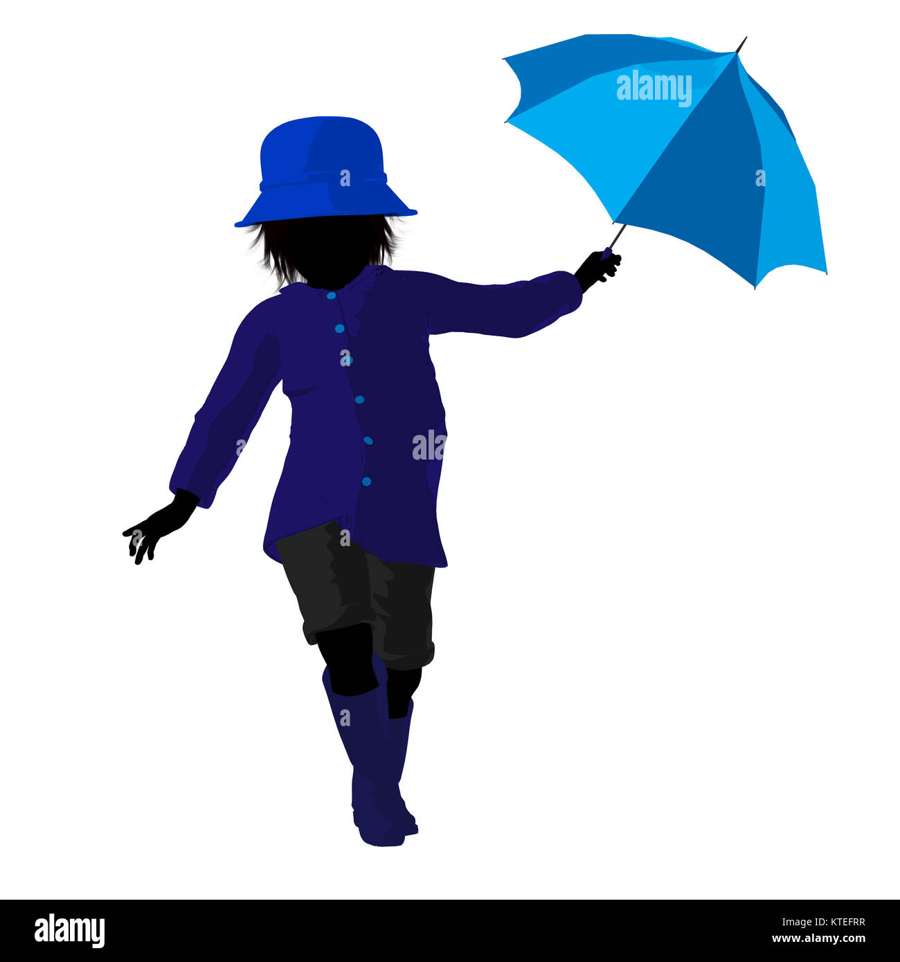 Rain boy illustration silhouette on a white background Stock Photo - Alamy