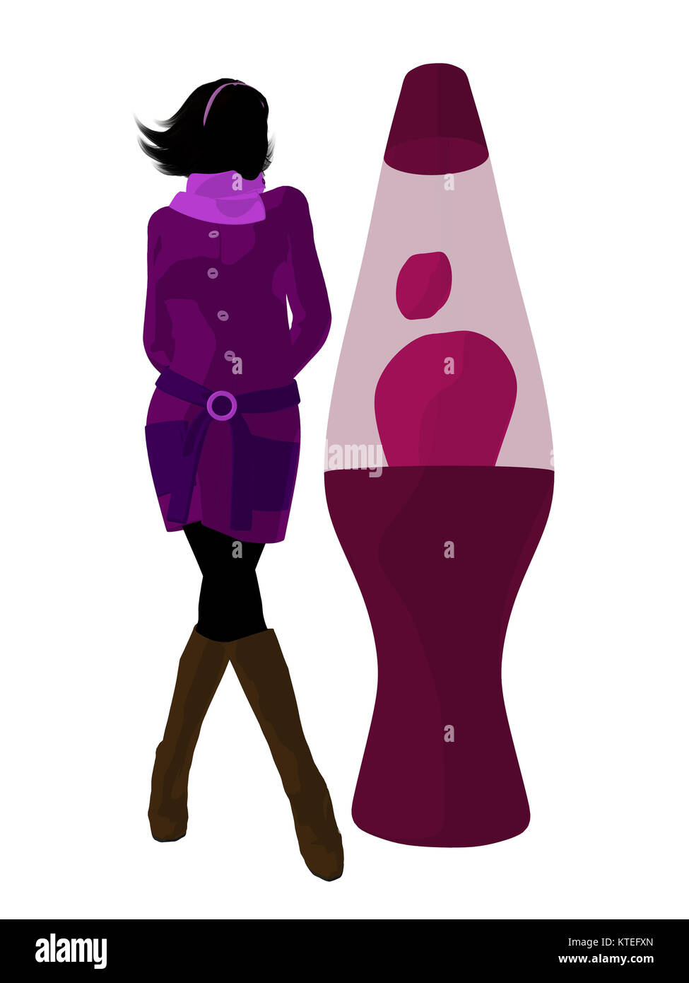 Disco girl standing by a lava lamp on a white background Stock Photo ...