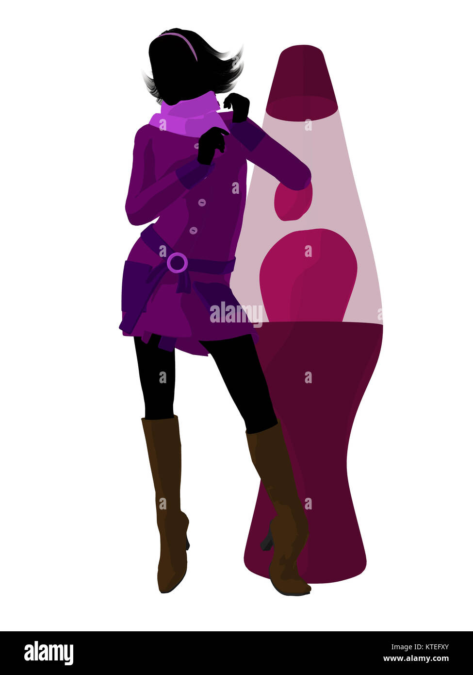 Disco girl standing by a lava lamp on a white background Stock Photo ...