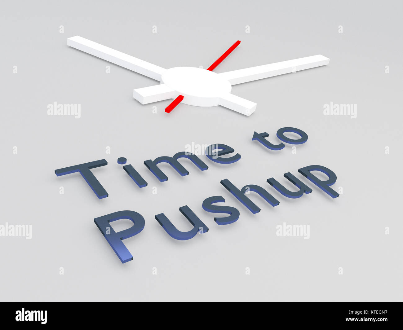3D illustration of "Time to Pushup" title with a clock as a background ...