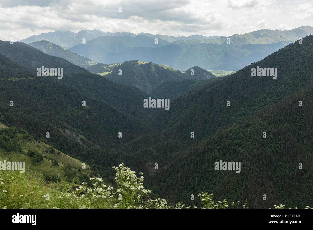 view of the remote mountains of the Tusheti region of Georgia Stock ...