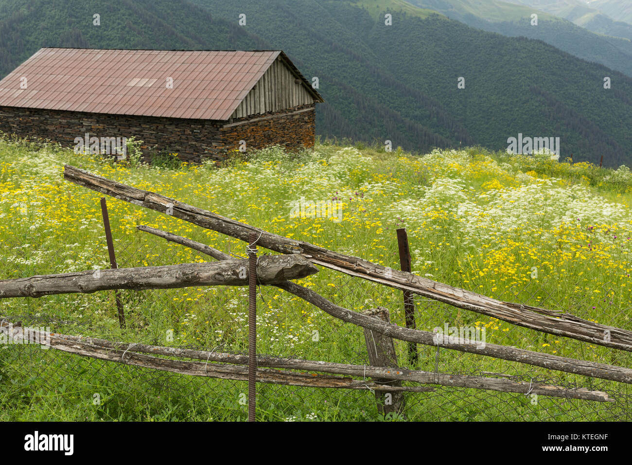 view of the remote mountain area of the Tusheti region of Georgia Stock ...