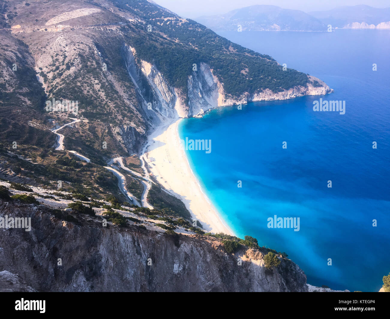 Myrtos beach, Kefalonia island, Greece. Beautiful view of Mirtos bay ...