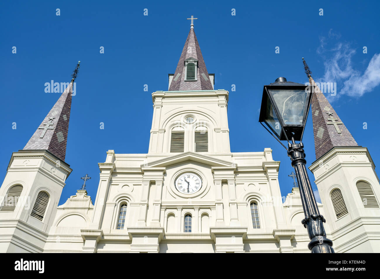 Cathedral and Blue Sky - Clean white cathedral church against deep blue ...
