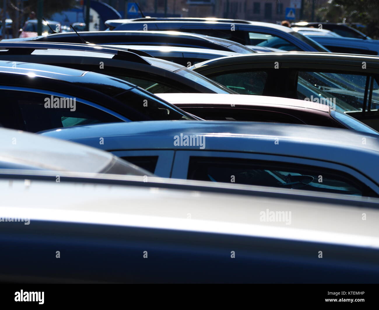 lots of car parking in parking lot creating nice pattern Stock Photo ...