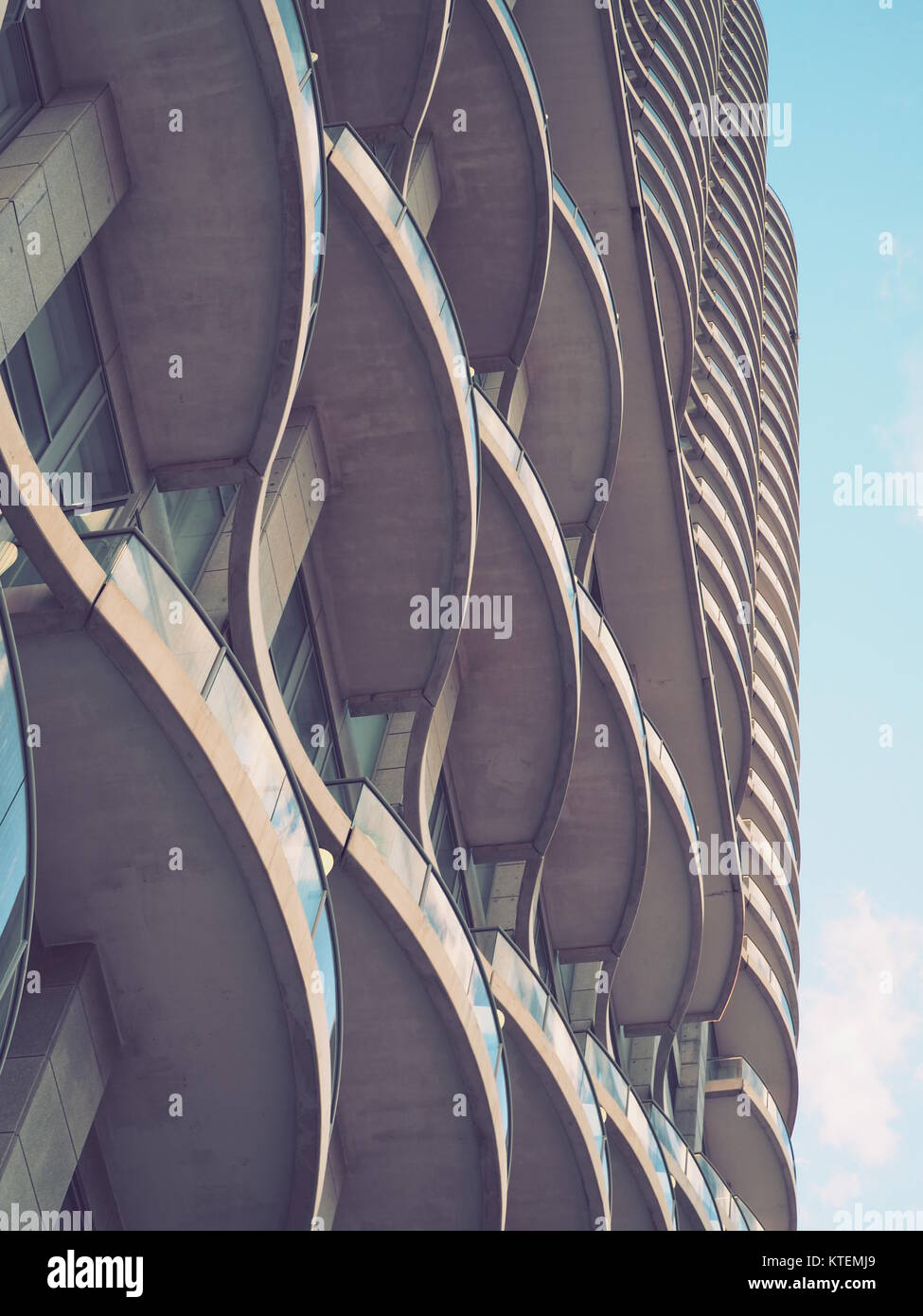 modern residence building facade with waves form balconies Stock Photo ...