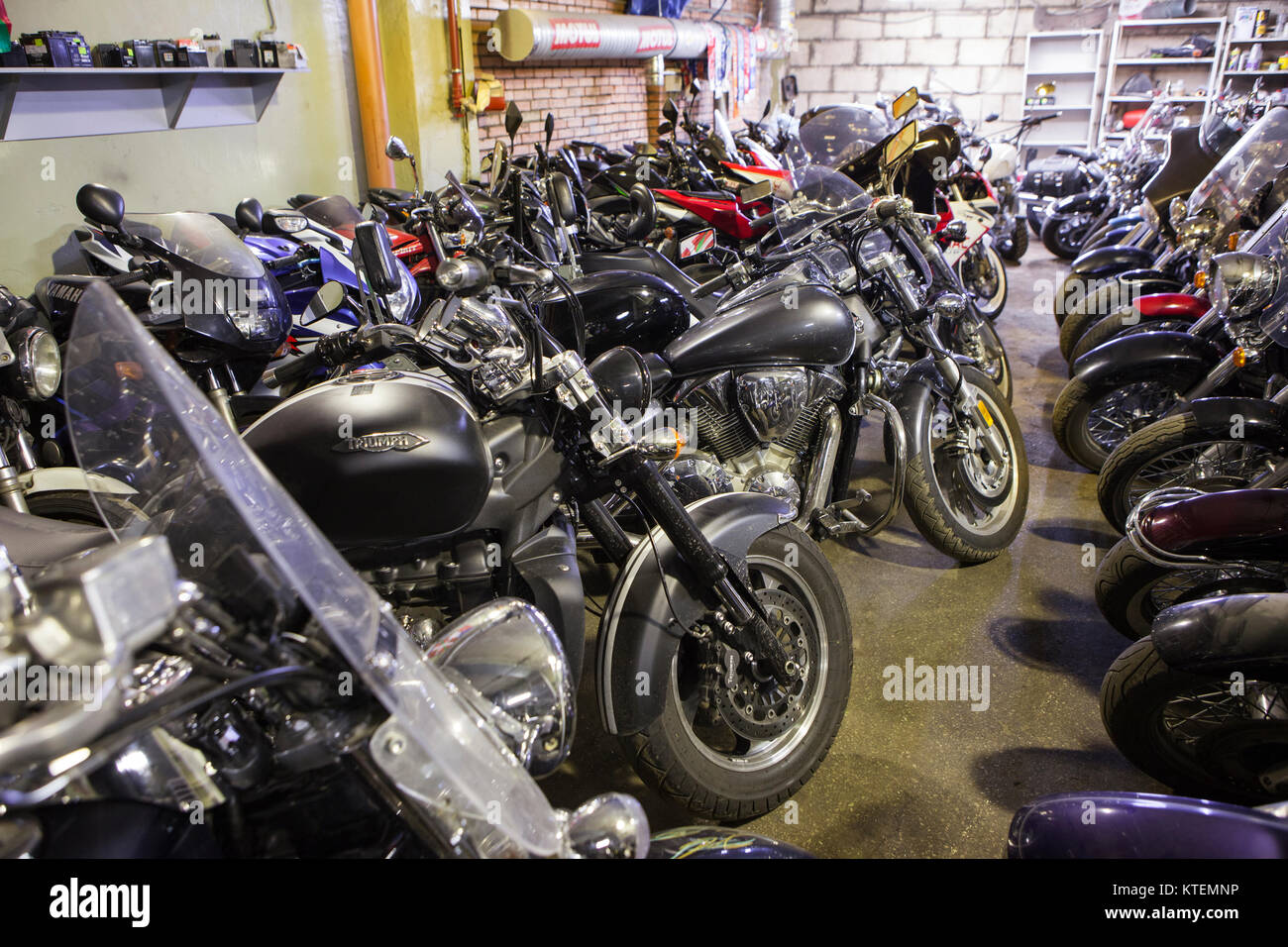 ST. PETERSBURG, RUSSIA-CIRCA OCT, 2016: Two-wheeled motor vehicles as ...